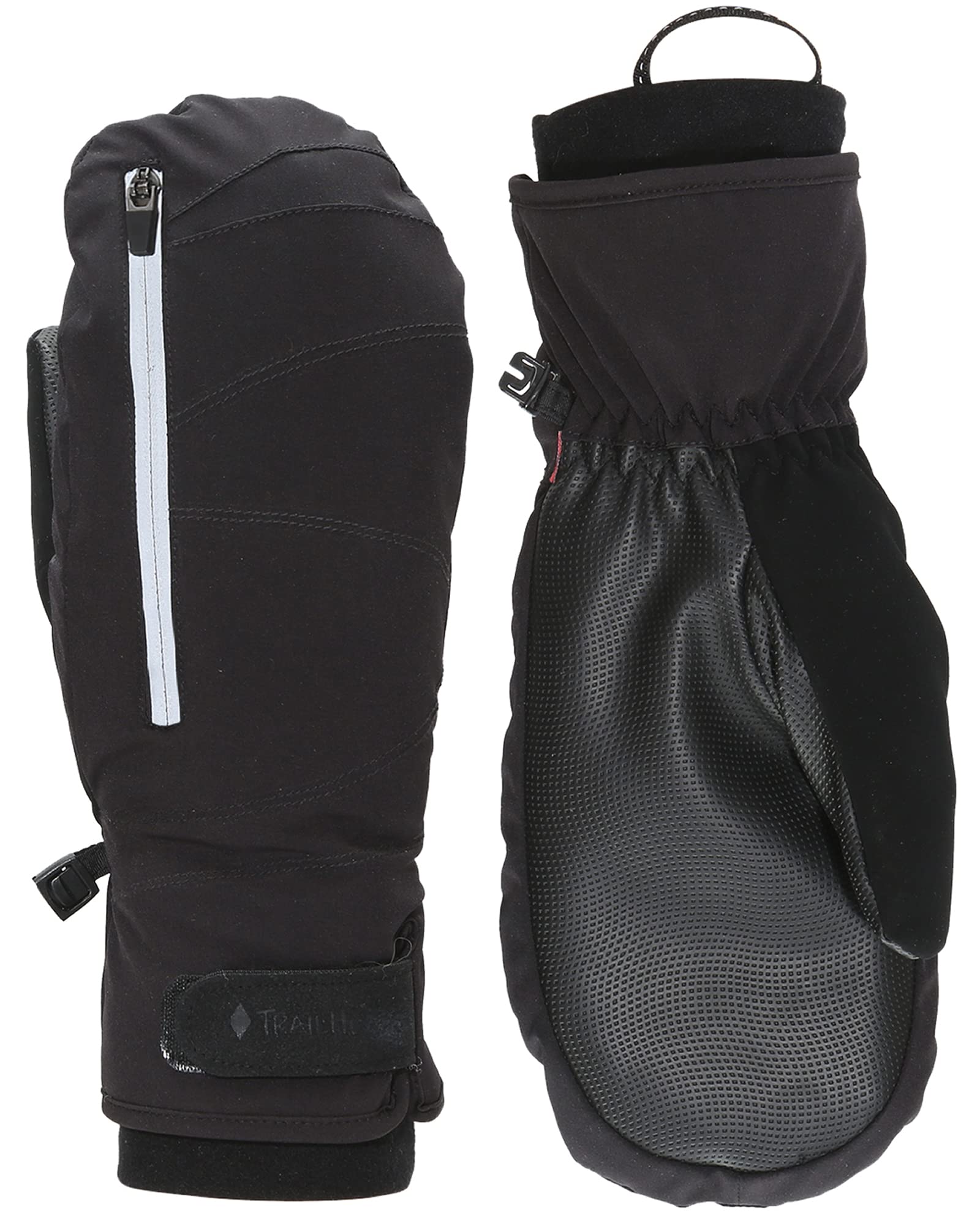 TrailHeads Women’s Convertible Zip Mitts | winter running mittens | thermal mittens for cold weather | women’s mittens for outdoor sports - black (small/medium)