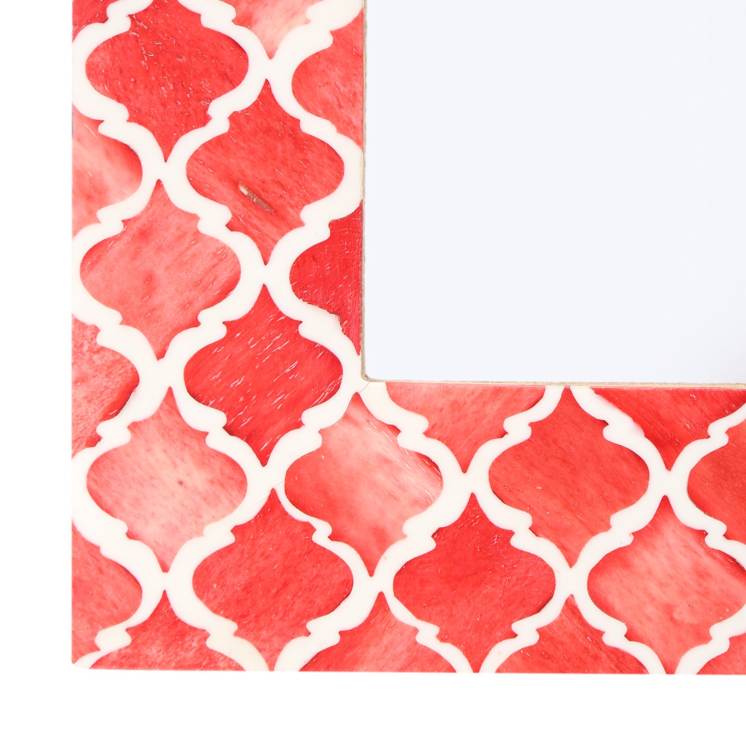 Picture Photo Frame Moorish Damask Moroccan Arts Inspired Handmade Naturals Bone Frames Size 5"x7", Red