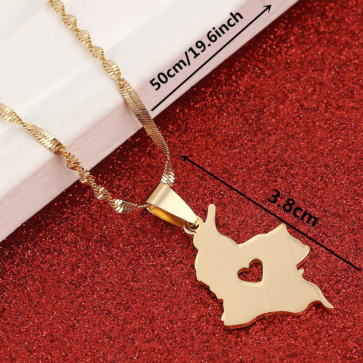 Stainless Steel Colombia Map Pendant Necklace Colombian Map Jewelry