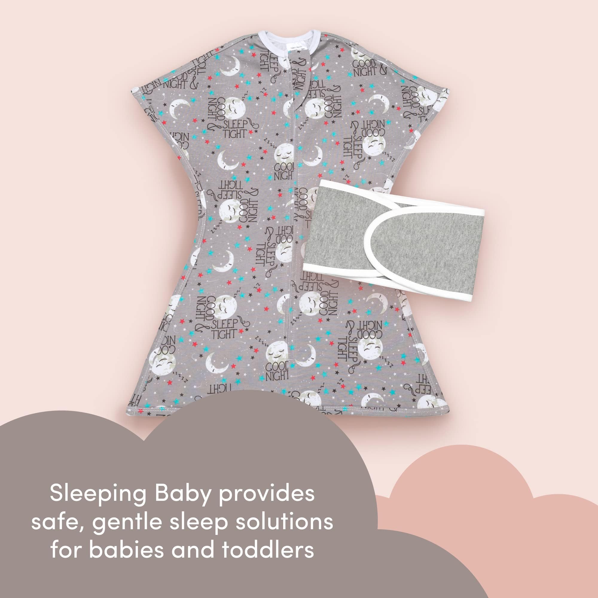 SleepingBaby Zipadee-Zip Transition Swaddle and Snuggle Strap Bundle - Baby Swaddling Blanket with Zipper - Wearable Blanket - Goodnight Moon, Small (4-8 Month)