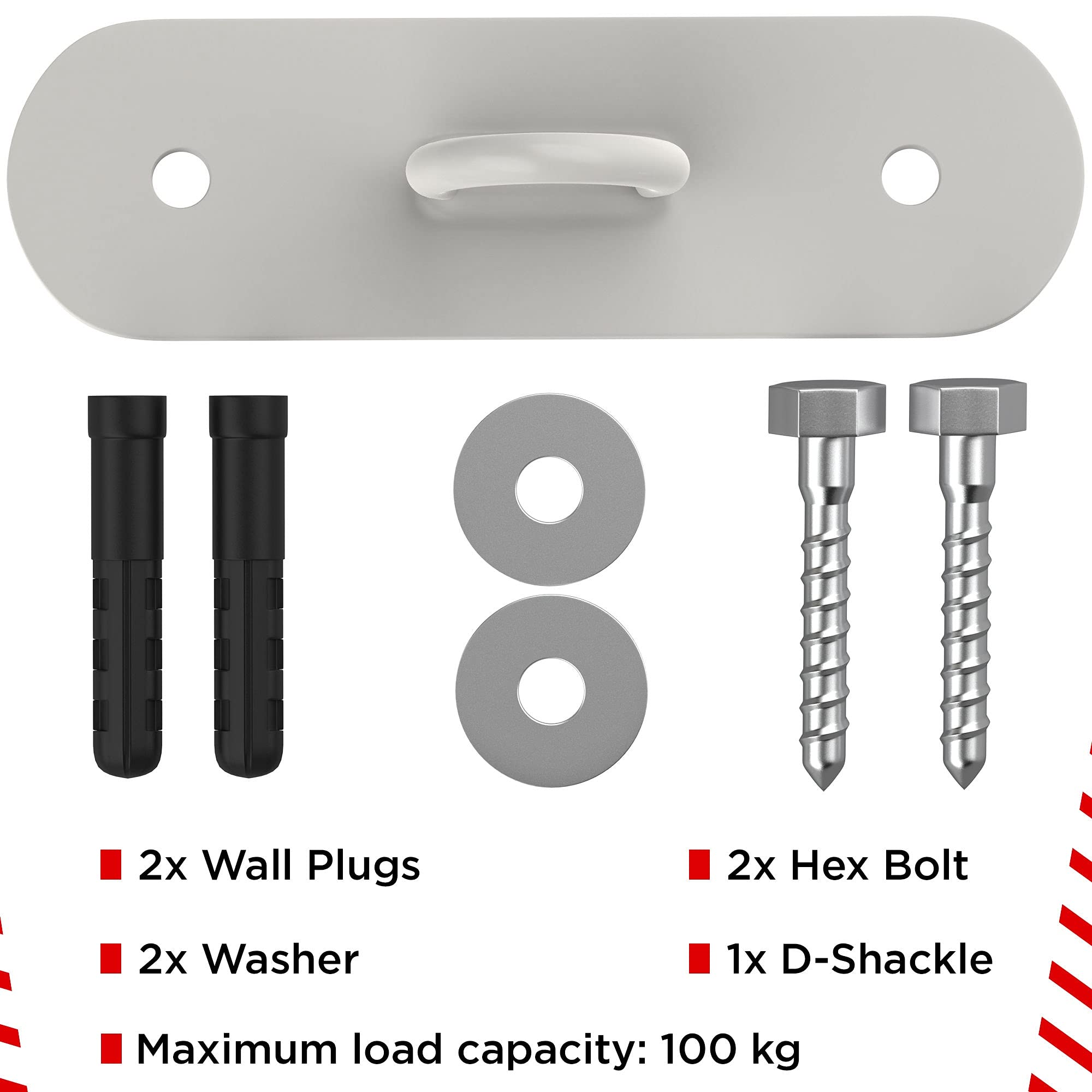 RDX 13CM Ceiling Bracket with D-Shackle, 5mm 18 Gauge Heavy Duty Hook with Bolts Wall Plugs, Punch Bag, Double end Speed Ball Hanging, Kickboxing Boxing MMA Muay Thai Training Hanger Mount, White