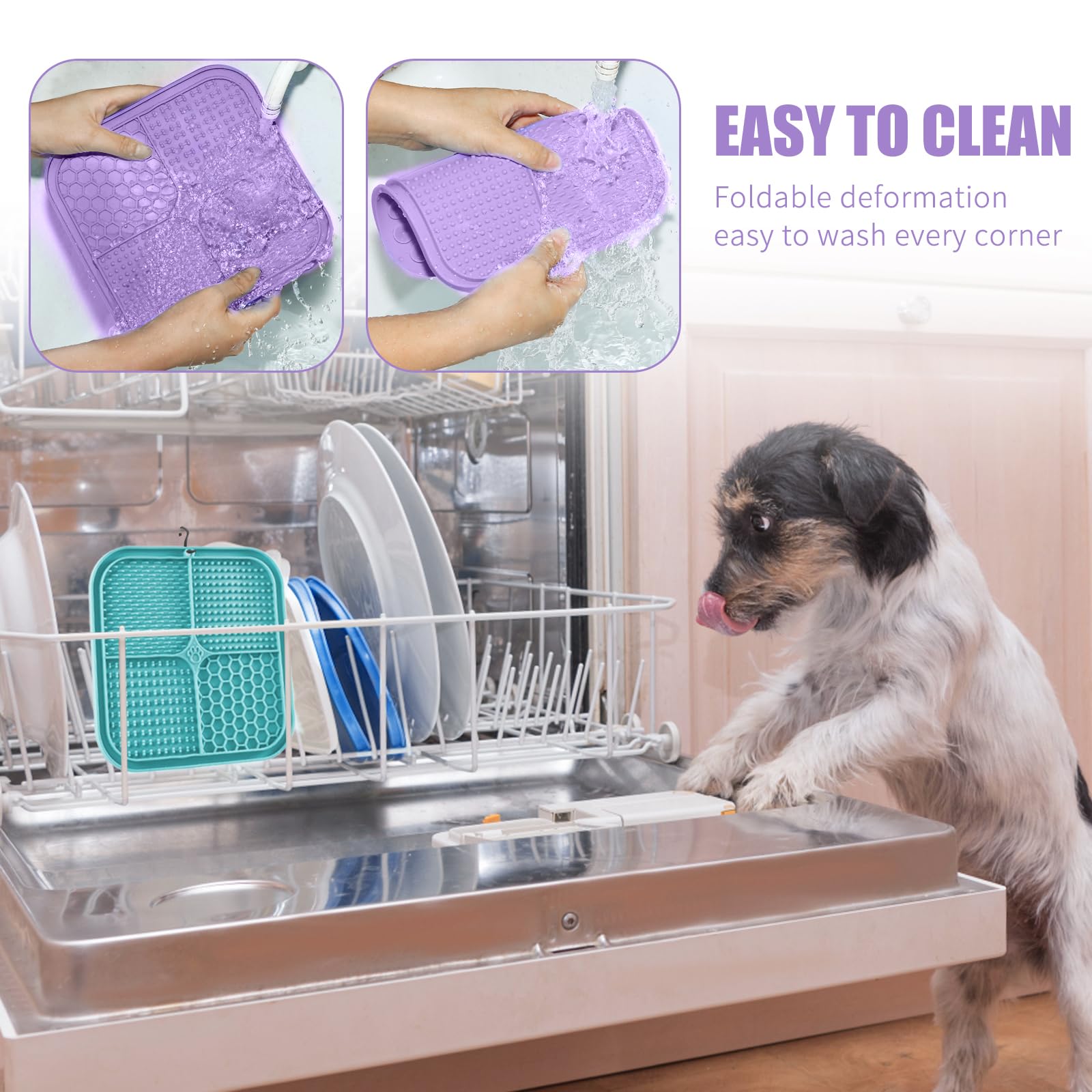 Pemocyny Lick Mat for Dogs and Cats with Suction Cup, Premium Lick Pad for Dog Anxiety Relief, Slow Feeding Mat for Boredom Reducer, Bathing, Grooming and Training