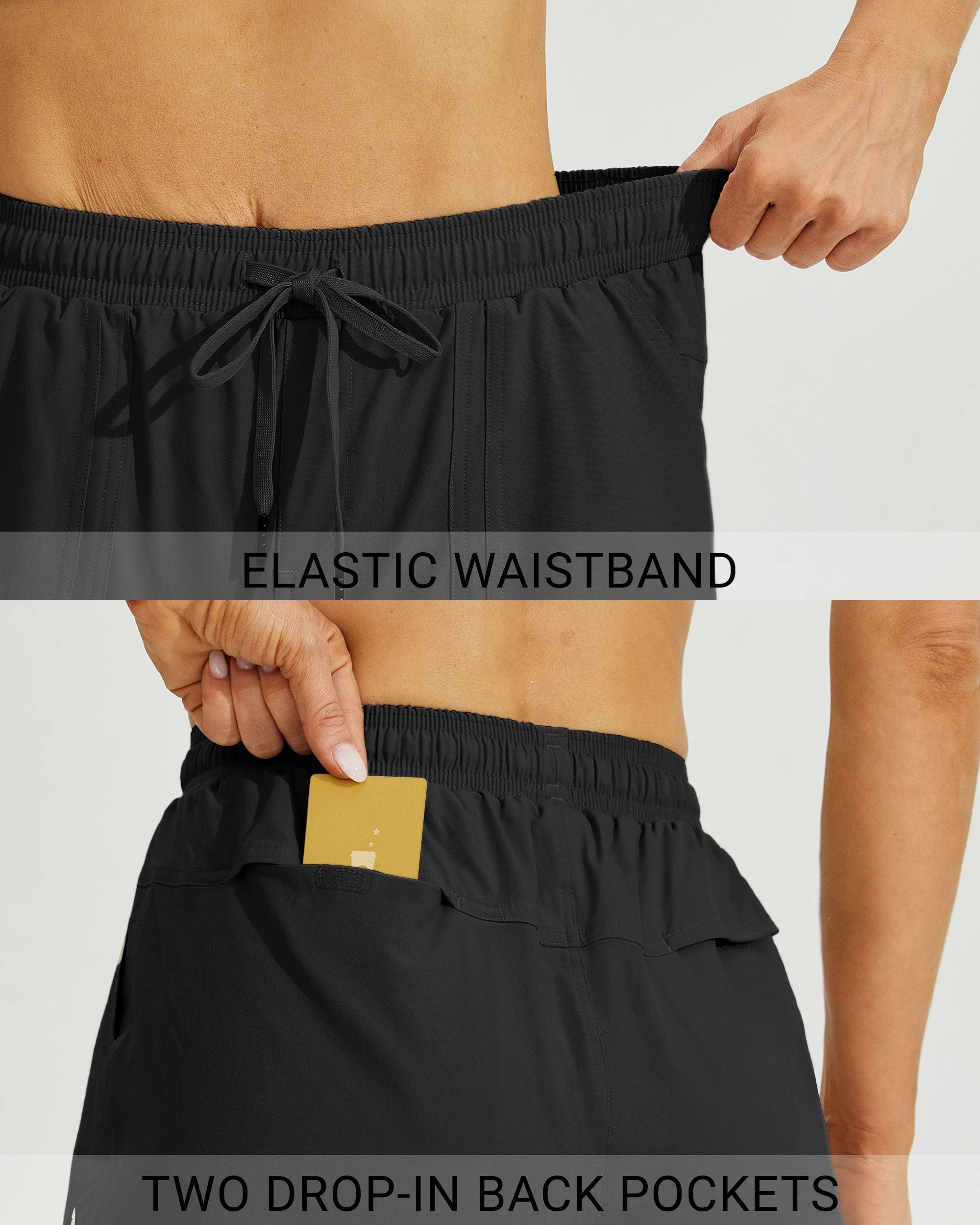 Willit Women's 5" Hiking Shorts Golf Athletic Outdoor Shorts Quick Dry Workout Summer Water Shorts with Pockets Black L