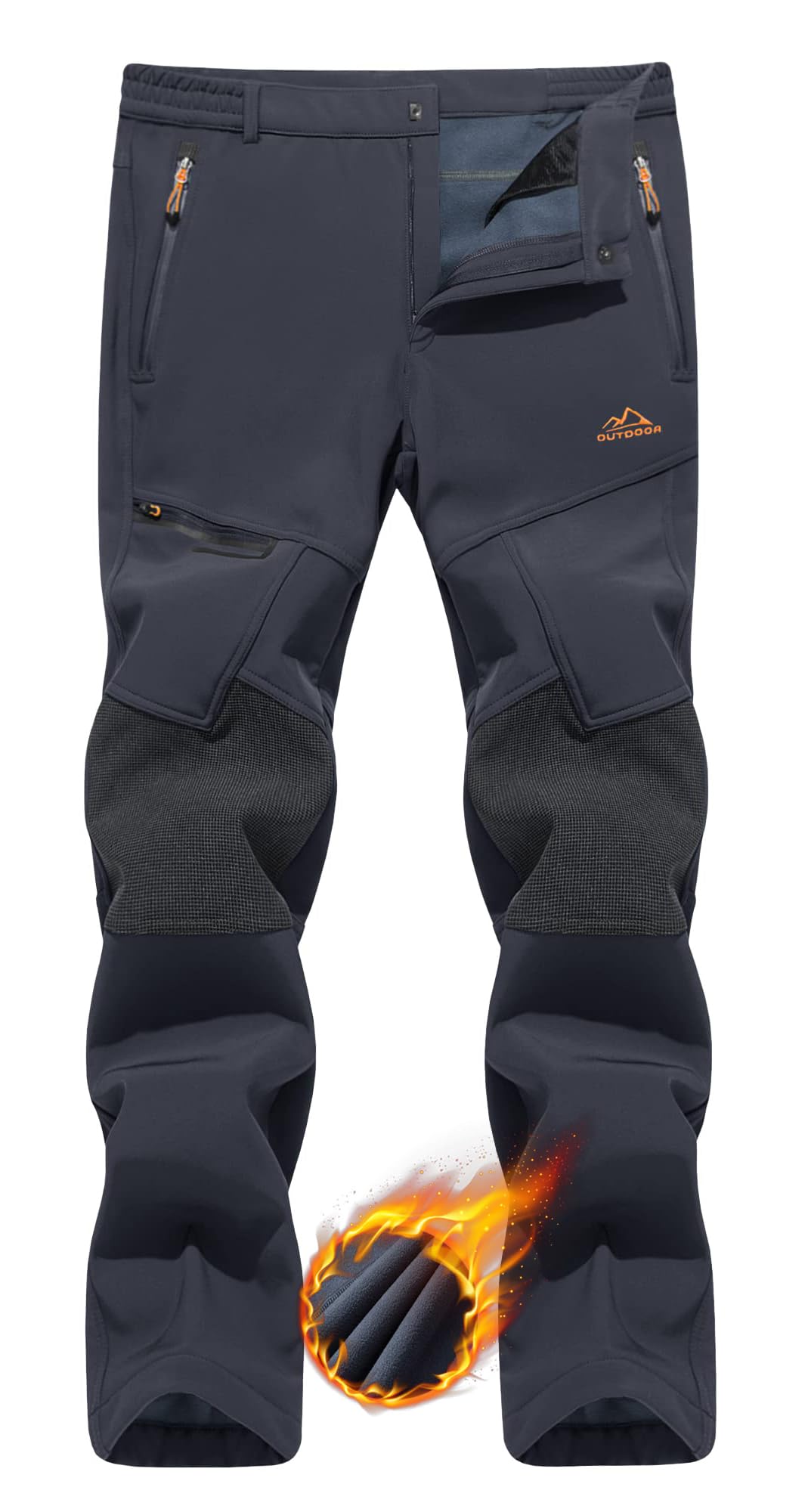 TACVASEN Mens Fleece Pants Outdoor Pants Cold Weather Pants Mens Water Resistant Hiking Pants Warm Pants Tactical Softshell Pants