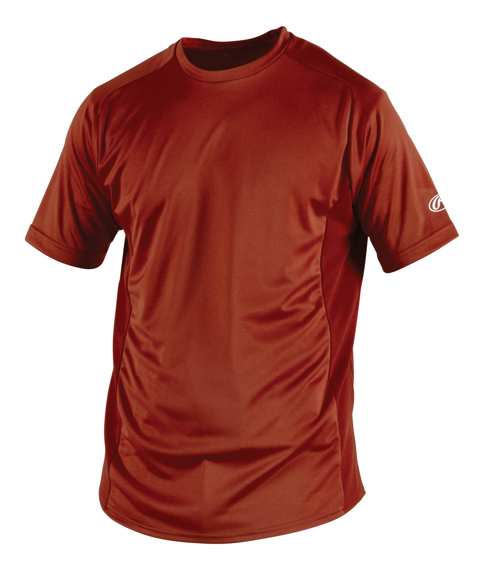 Rawlings Men's Short Sleeve Baselayer Shirt, Cardinal, Small