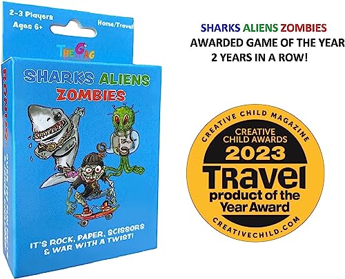 TheGag Sharks Aliens Zombies: Fun Card Game for Kids Played Like Rock Paper Scissors War for Family Game Night Gift Giving Stocking Stuffer