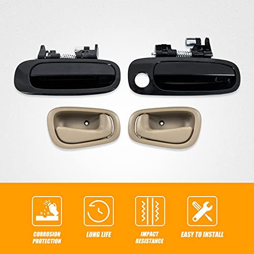 Wztepeng 8Pcs Door Handle Interior Exterior Door Handles Set Front Rear Driver & Passenger Side Compatible withToyota Corolla Chevy Prizm 1998 1999 2000 2001 2002