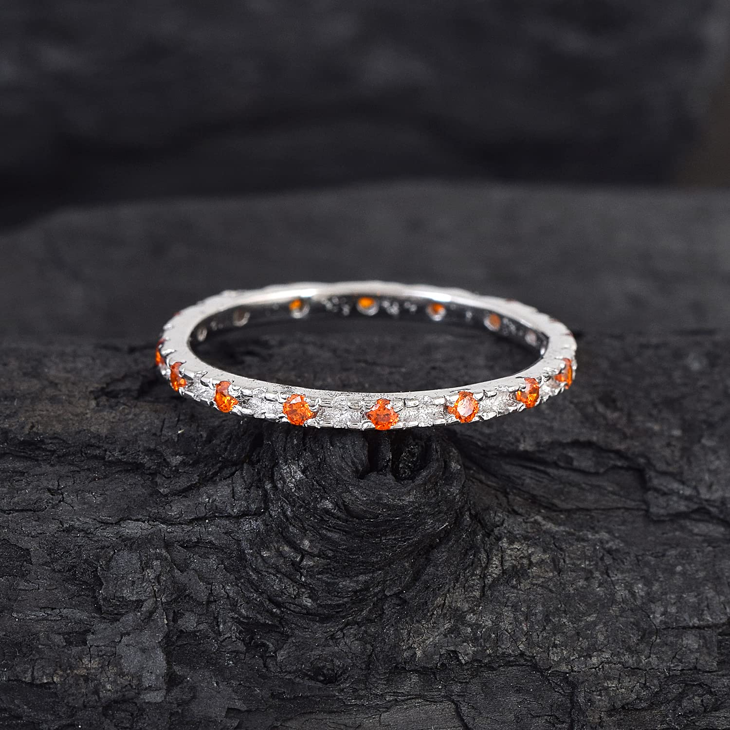 Ravishing Impressions 925 Sterling Silver Round Carnelian Minimalist Delicate Stacking Women Ring Jewelry
