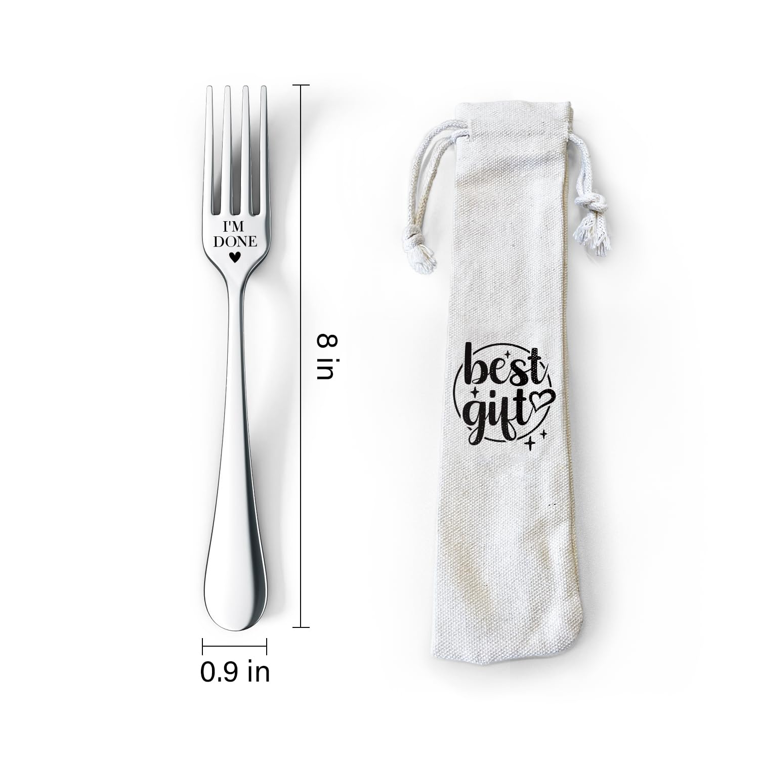 WHING Funny I'm Done Engraved Stainless Steel Tableware Fork, Best Gifts for Co-Worker, Classmate Daughter, Retirement Graduation 8 x 1.8 x 0.2