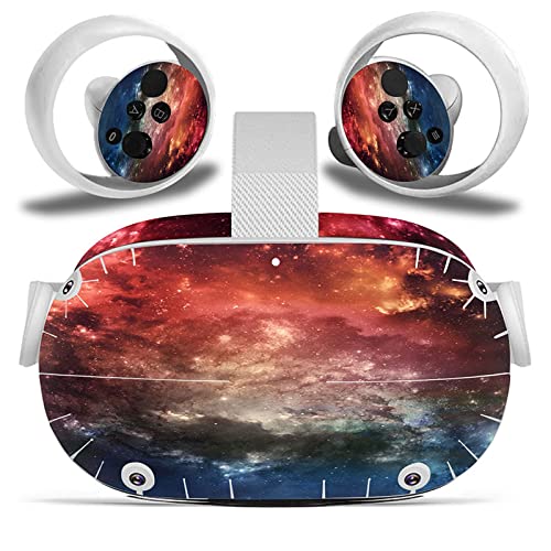 UANDM Oculus Quest 2 VR Headset and Controller Sticker, Vinyl Decal Skin for VR Headset and Controller, Virtual Reality Protective Accessories - Yellow Interstellar Space