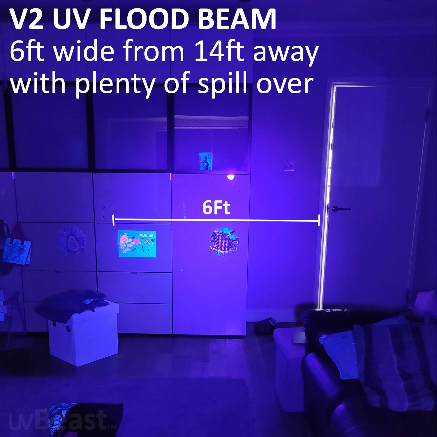 uvBeast V2 - Black Light UV Flashlight with HIGH Definition with Flood Effect 385-395nm UV Best for Commercial/Domestic Use Works Even in Ambient Light β USA Stock β UK Design