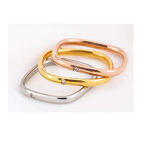 Xiacheng 2mm Stainless Steel Square Women's Plain Band Knuckle Stacking Midi Rings Comfort Fit Silver/Gold/Rose Tone