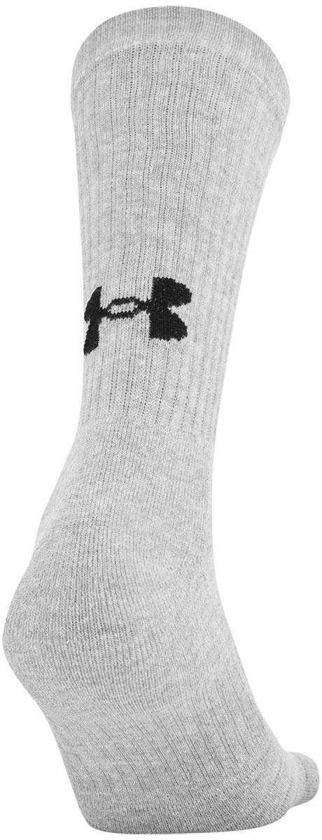 Under Armour Adult Training Cotton Crew Socks, Multipairs , True Gray Heather 2 (6-Pairs) , X-Large