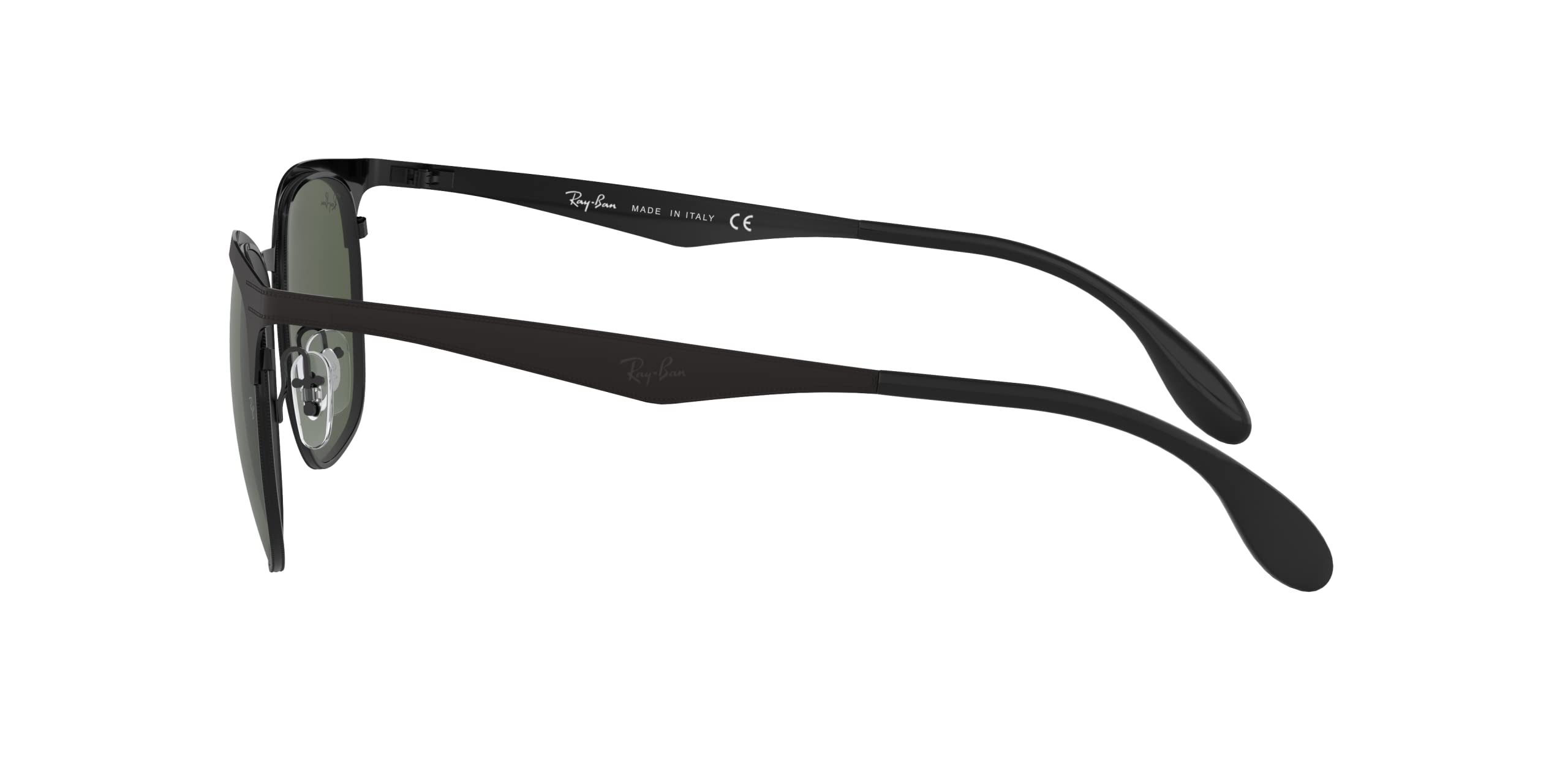 Ray-Ban RB3538 Square Sunglasses, Matte Black On Black/Dark Green, 53 mm