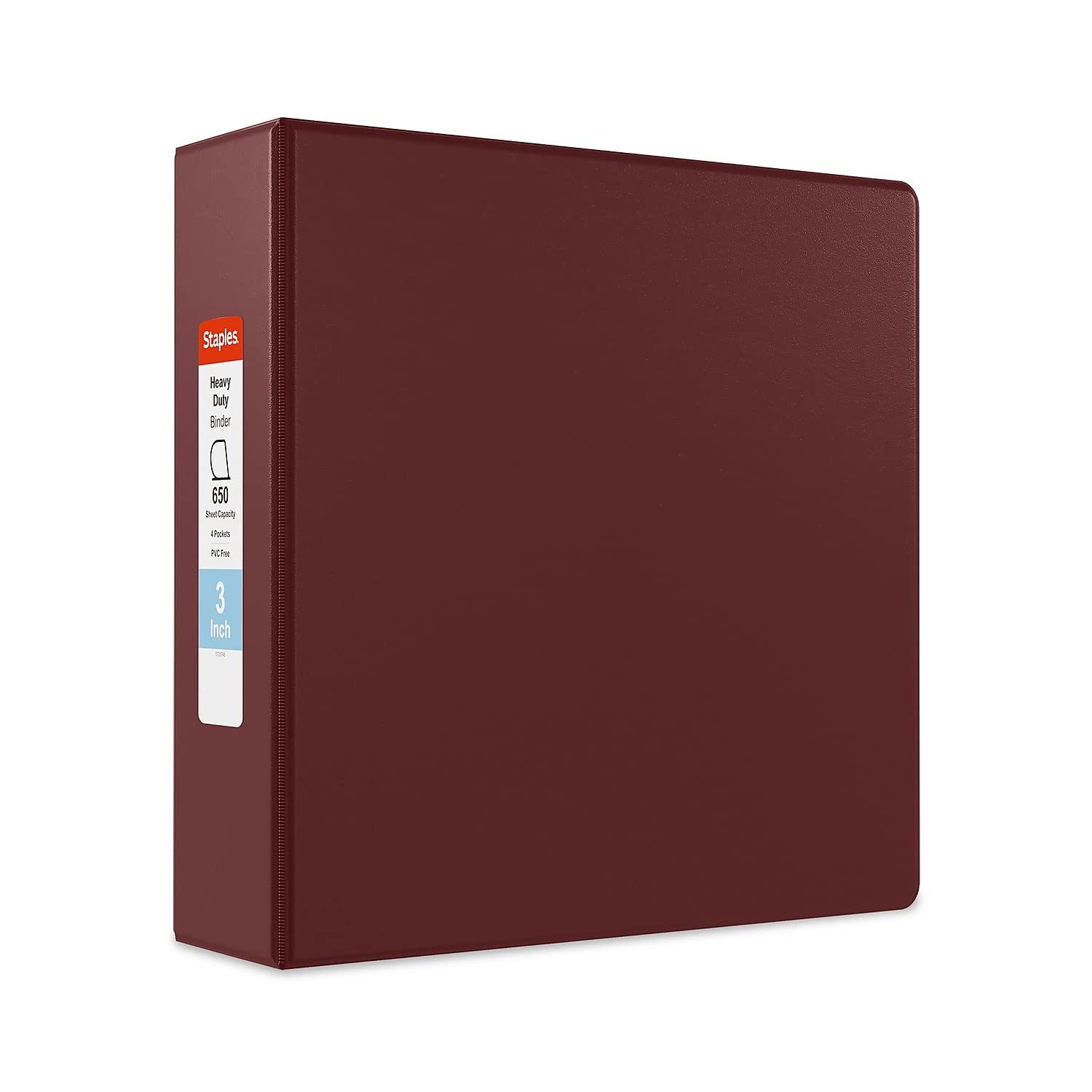 Staples 976019 3-Inch Staples Heavy-Duty Binder with D-Rings Maroon
