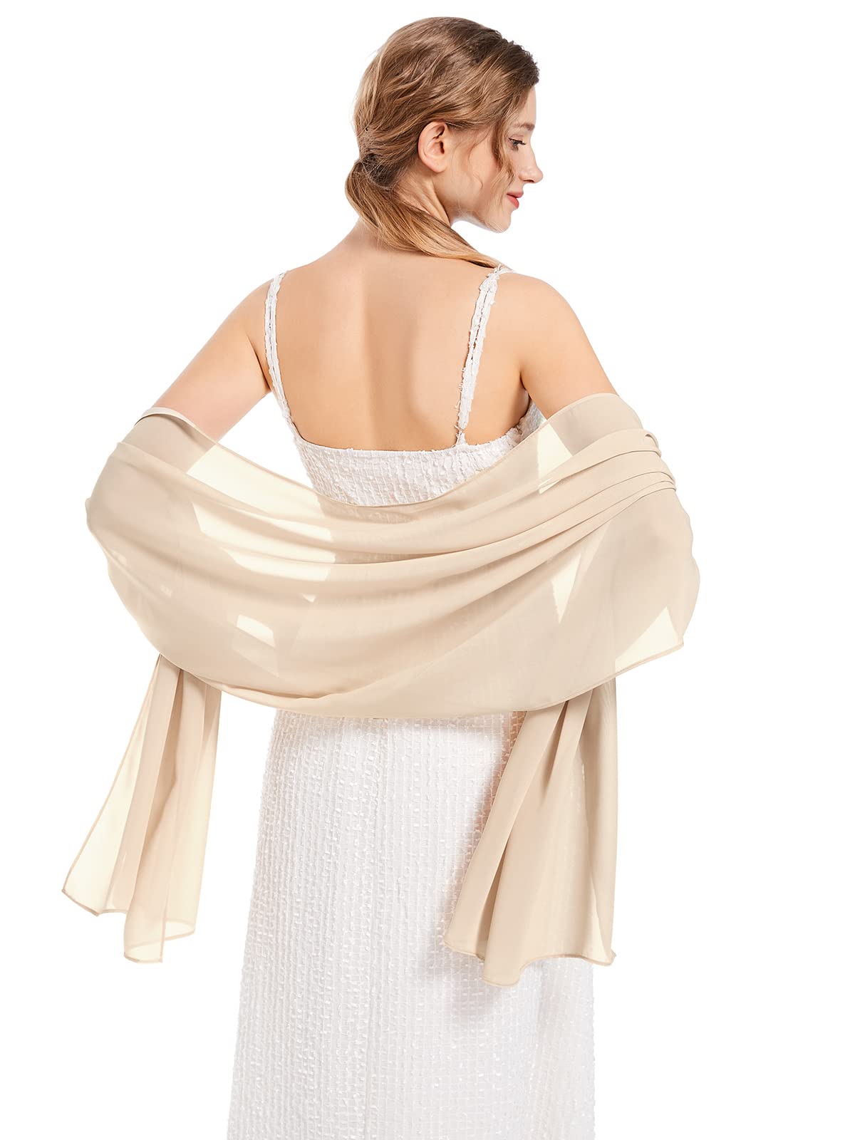 Vickorpen Shawls and Wraps Soft Chiffon Scarve Scarf For Evening Party Dresses Wedding Stole(Champagne1,one size)