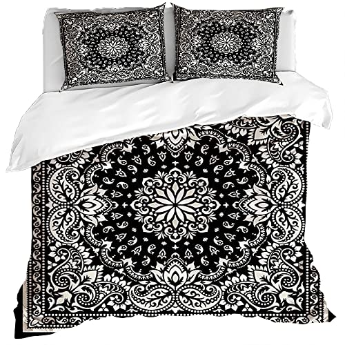Paisley Quilt Set, Paisley Style Textures, 3 Pieces Wrinkle, Stain Resistant Comforters Set, (California King, 96x104 inches, 3 Pieces)