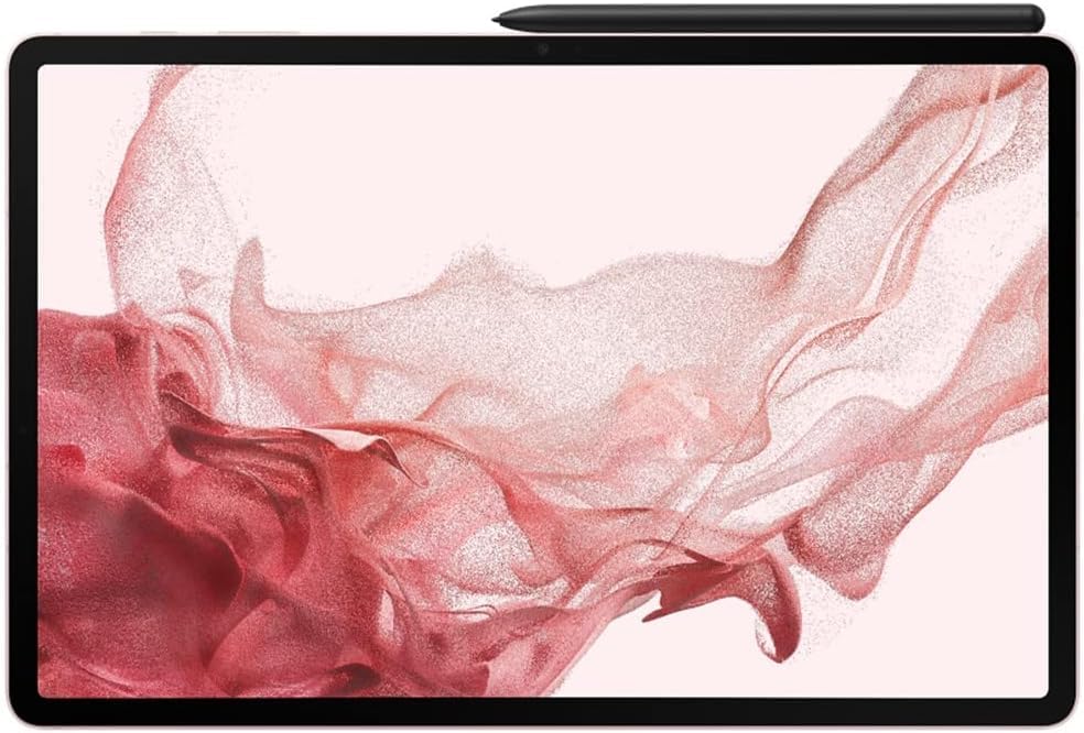 SAMSUNG Galaxy Tab S8+ Plus w/Low Latency S-Pen 256GB 12.4’’ 120Hz AMOLED, Snapdragon 8 (4nm), Android 12 Wi-Fi Tablet SM-X800 US Model (w/Fast 25W Charging Cube, Pink Gold)