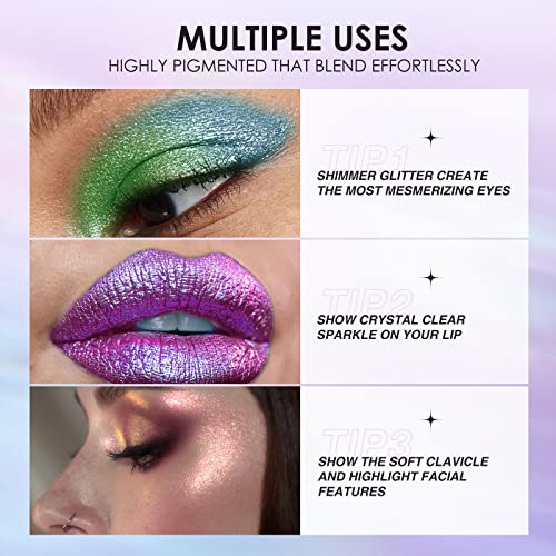 SUMEITANG 10 Colors liquid glitter eyeshadow Colorful Metallic Eye Shadow Set Diamond Shimmer Sparkle Eye Looks Shiny Glitter Eyeshadow Quick-Drying & Longwearing for Women Eye Makeup Kit