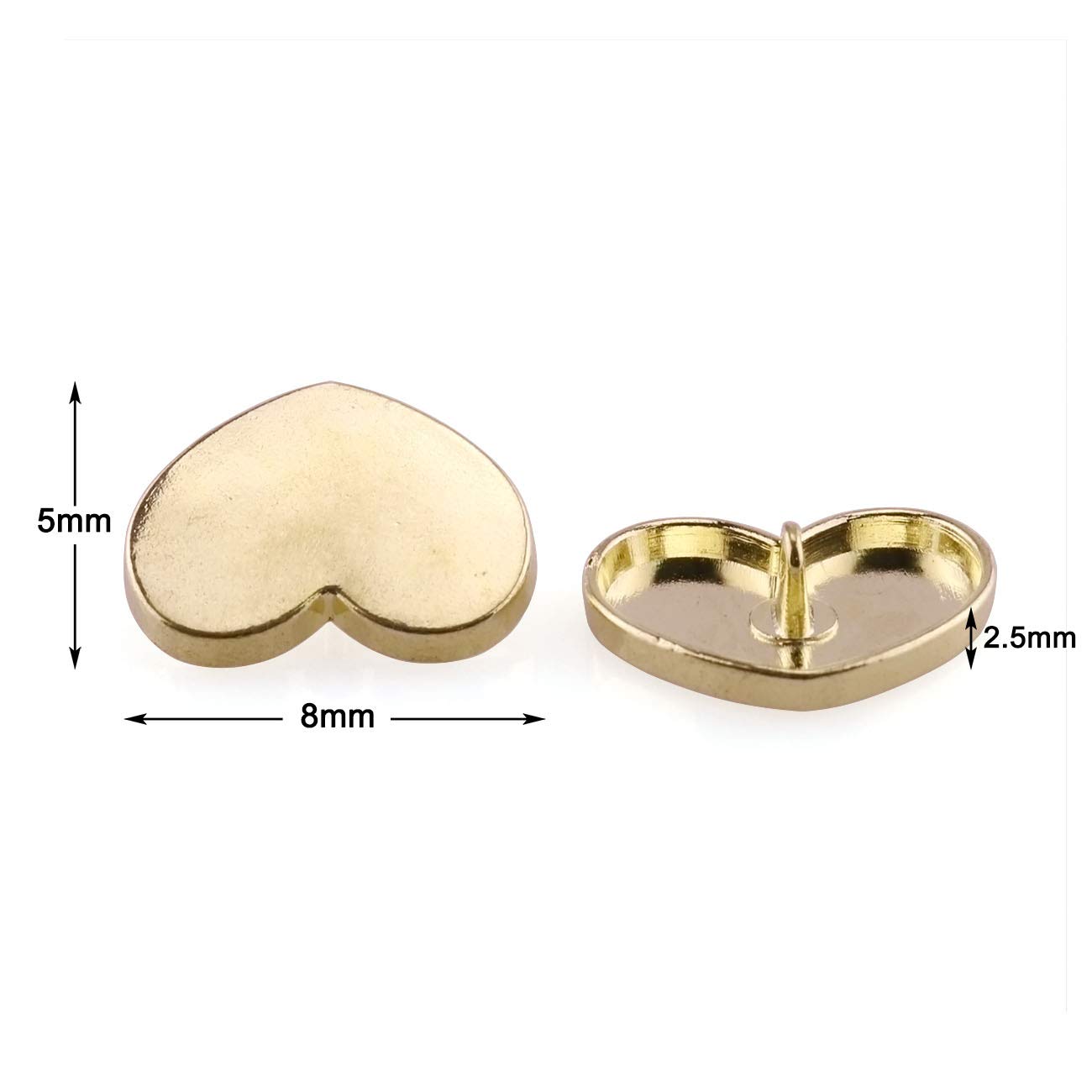 PZRT 12pcs 15mm Metal Heart-Shaped Buttons Fashion Women's Sewing Garment Supplies Accessory