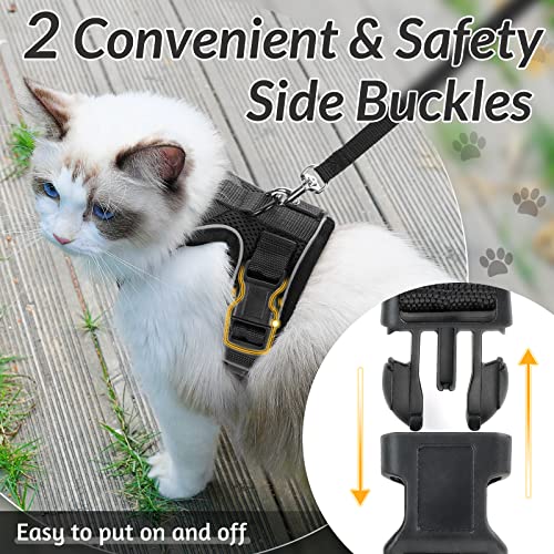 rabbitgoo Cat Harness and Leash for Walking, Escape Proof Soft Adjustable Vest Harnesses for Cats, Easy Control Breathable Reflective Strips Jacket, Black, XS