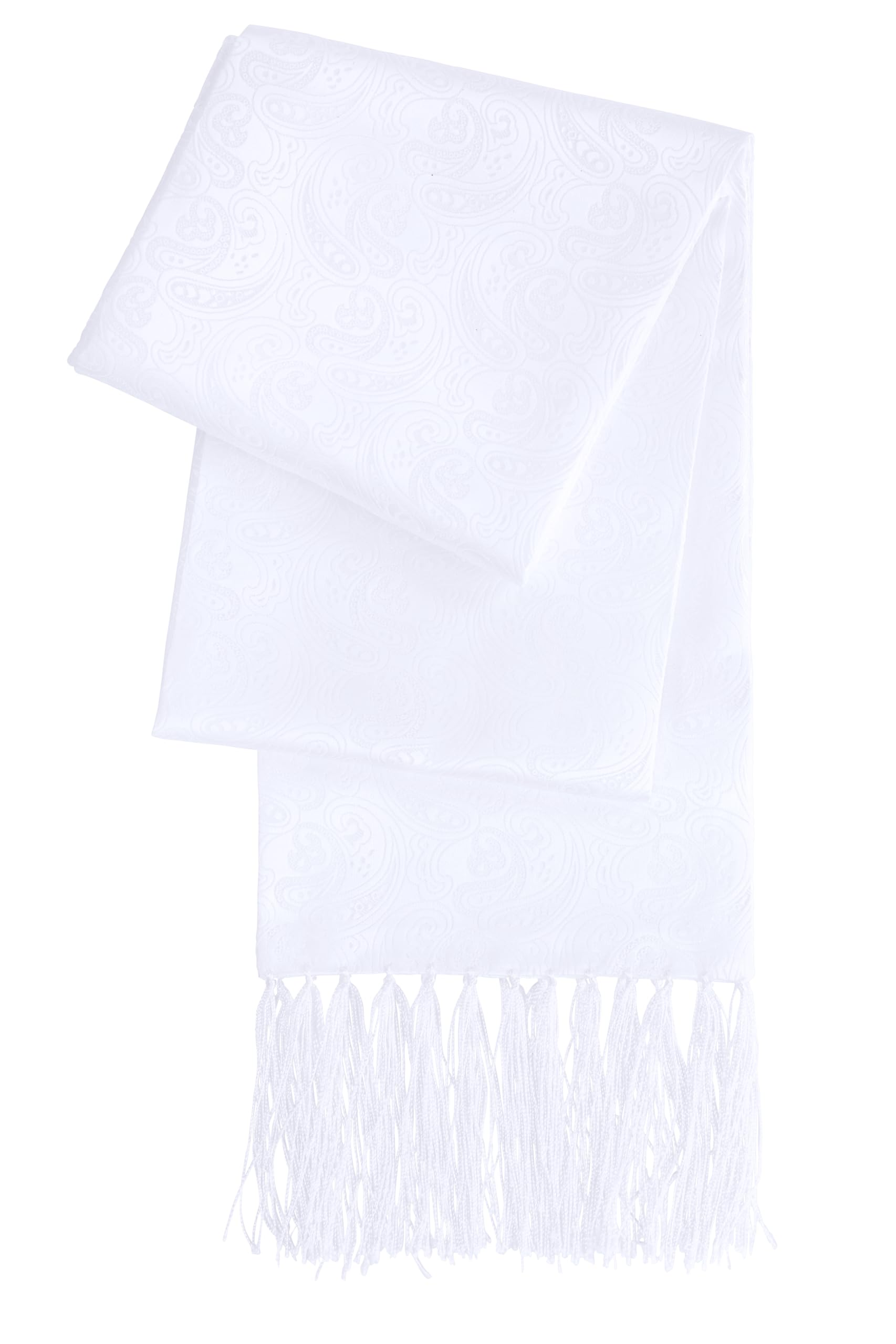 S.H. Churchill & Co. Luxurious Men's Paisley Scarf - Elegant, Soft Silk Blend, Classic Design for Sophisticated Style & Warmth - White