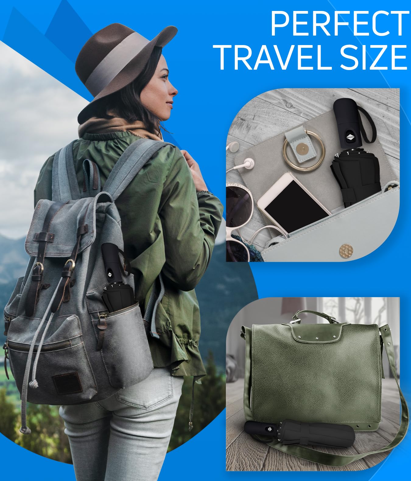 Rain-Mate Compact Travel Umbrella - Pocket Portable Folding Windproof Mini Umbrella - Auto Open and Close Button and 9 Rib Reinforced Canopy (Yellow)