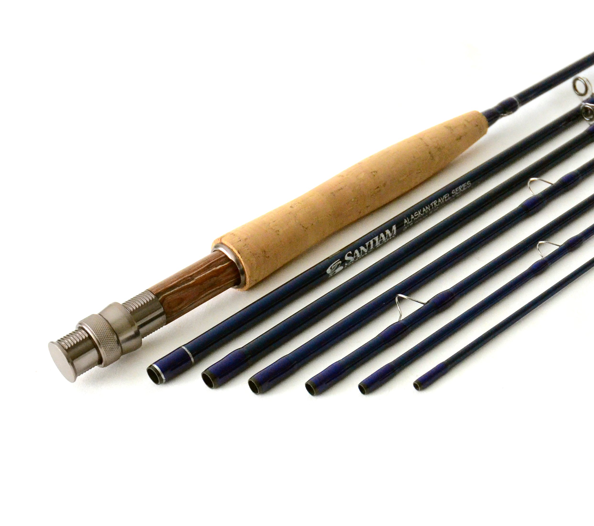 SANTIAM FISHING RODS Travel Fly Rod 7 Piece 9' 3/4 Line WT Graphite Fly Rod/Reel/Line Combo Includes 8 Popular Flies with Deluxe Fly Box, 2 Tapered Leaders,line Clipper, and Dry Fly floatant