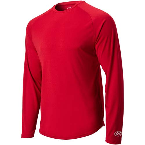 Rawlings Adult Tech Long Sleeve Shirt, Scarlet Red, Medium