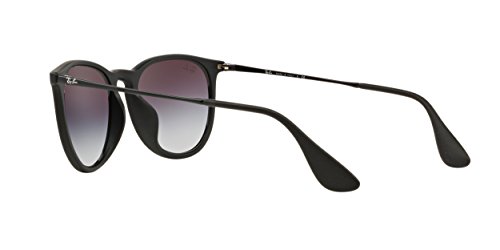 Ray-Ban RB4171F Erika Low Bridge Fit Round Sunglasses, Rubber Black/Light Grey Gradient Dark Grey, 54 mm