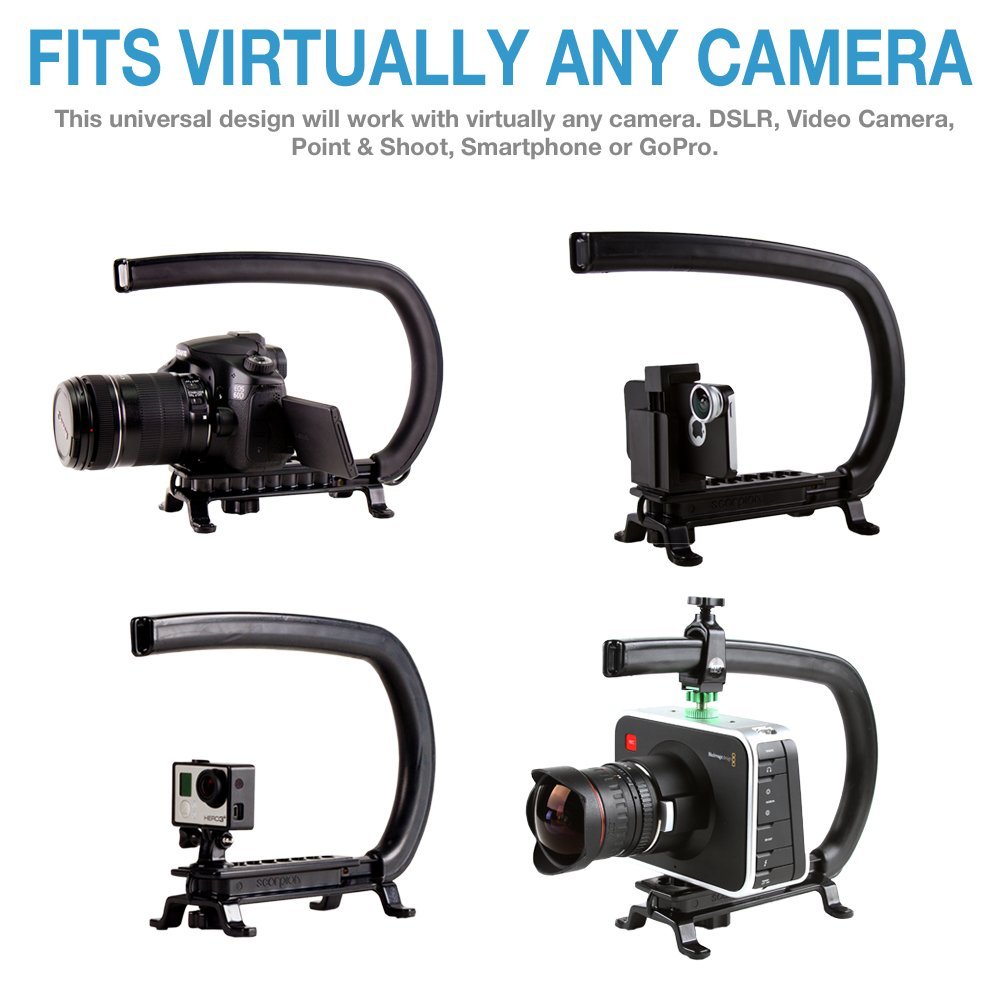Original Cam Caddie Scorpion Video Camera Stabilizer Handle for Nikon, Canon, JVC, Toshiba, Sony, Olympus, Pentax, Apple iPhone, GoPro Hero 4, Hero 3+, Hero 3 and More - Black (0CC-0100-00)