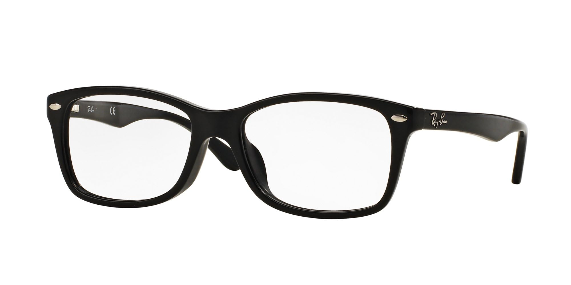 Ray-Ban RX5228F Low Bridge Fit Square Prescription Eyeglass Frames, Black/Demo Lens, 55 mm
