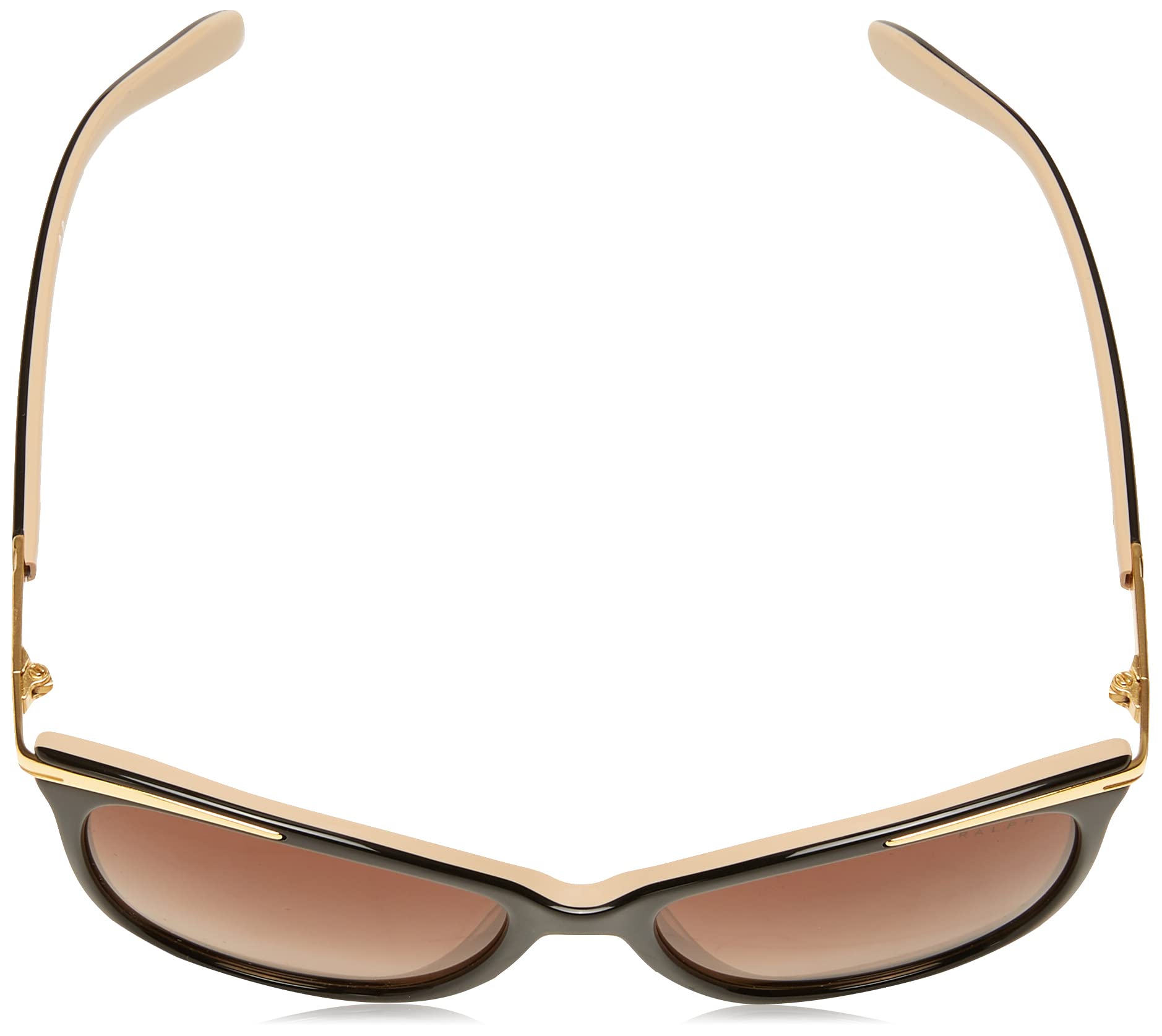 Ralph by Ralph Lauren Women's RA5203 Cat Eye Sunglasses, Shiny Black On Nude & Gold/Gradient Brown, 54 mm