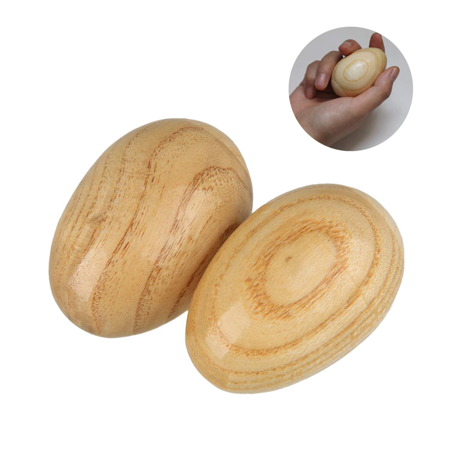 SPWOLFRT 2 Pack Natural Finish Wood Egg Shaker Musical Hand Percussion Instrument