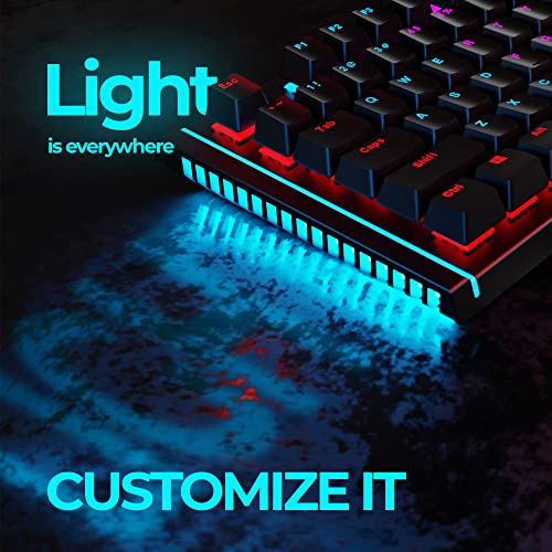 Real Mechanical Gaming Keyboard with 107 Clicky Optical switches- Programmable RGB LED Backlit, Laser Engraved Keys - Ergonomic Magnetic Leather Wrist Rest, Dedicated Media Keys for PC