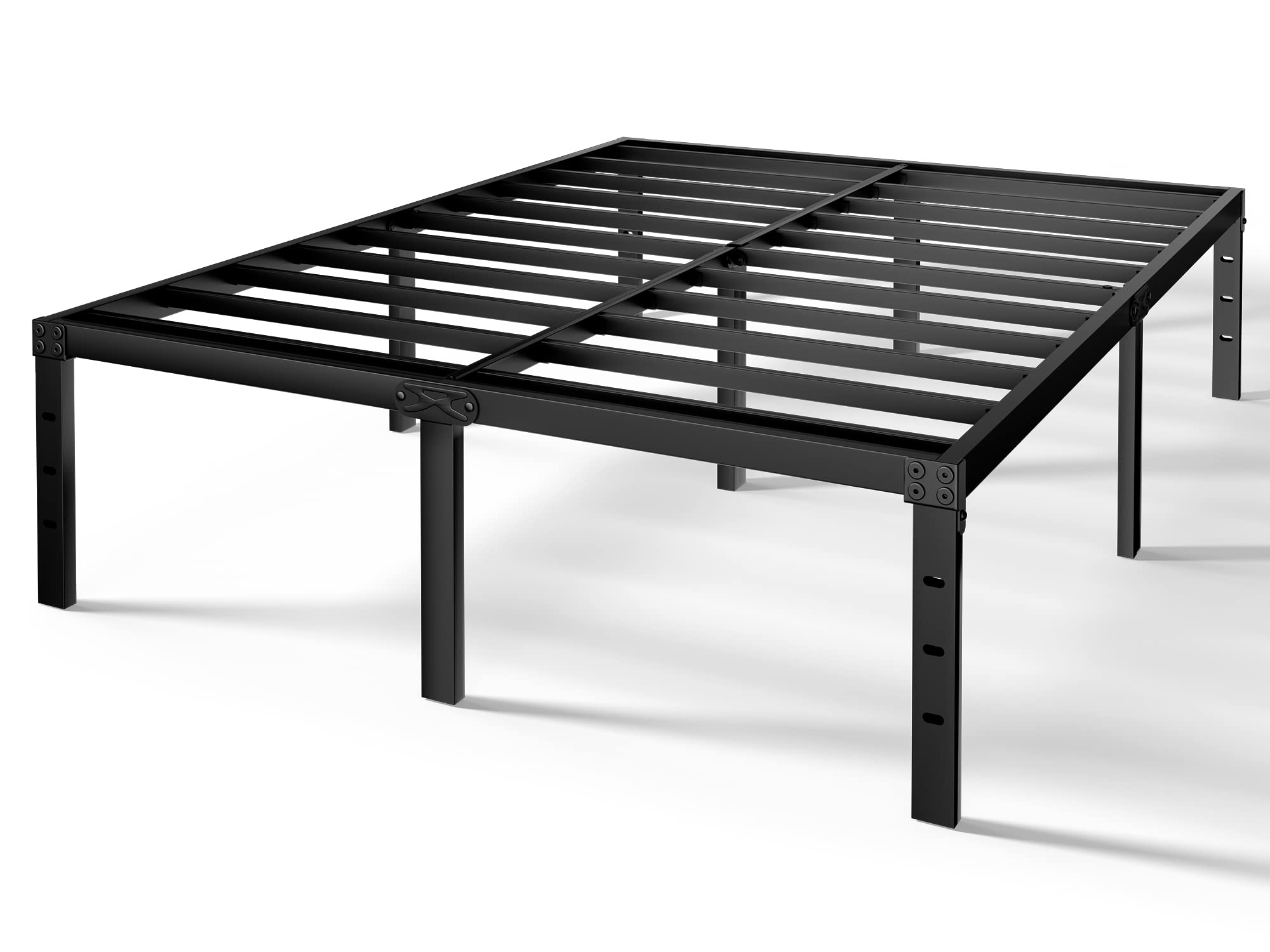 QEROMY Bed Frame No Box Spring Needed, Metal Platform Bed Frame Easy Assembly, Heavy Duty Bed Frame Noise-Free, Black(Queen, 14 INCH)