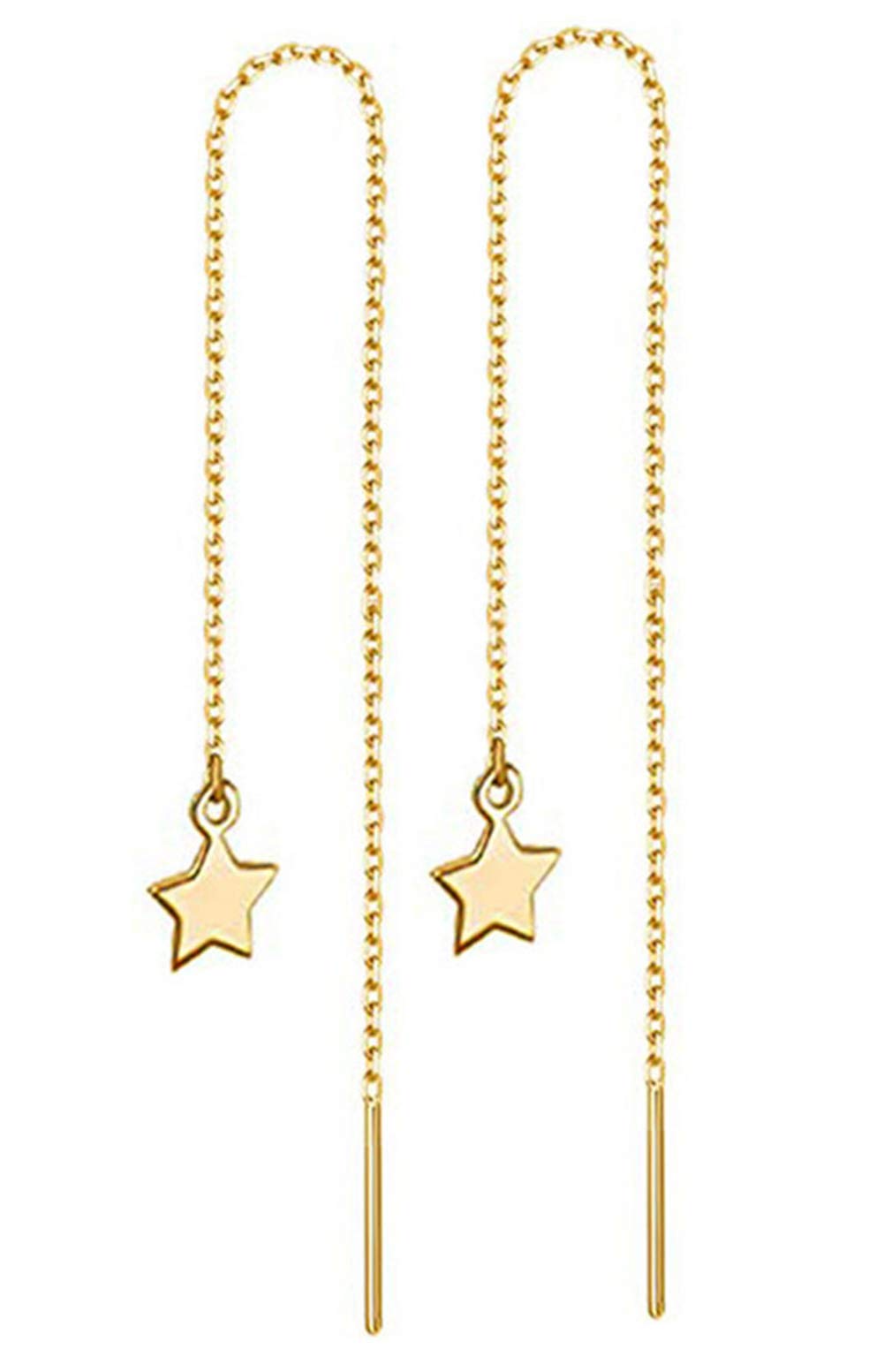 WangGao Stainless Steel Gold Color Cute Star Dangle Earrings Long Chain Tassel Earrings Pentagram Threader Earrings Woman's Jewelry…