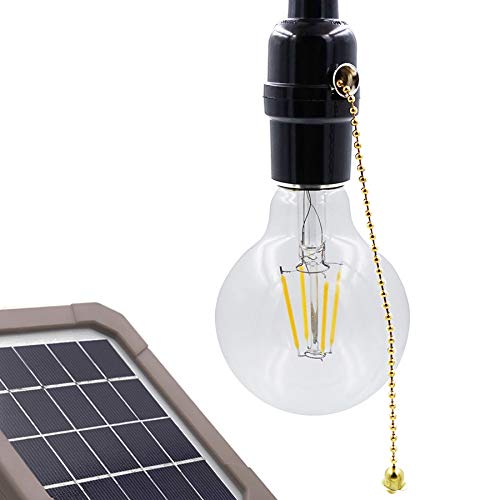 Solar Shed Light EDDIE for Garden Patio/Garage/Storage Room/Ceiling Light, 26ft (8m) Cable, Pull Chain On/Off, Warm White LED, Day Night Use
