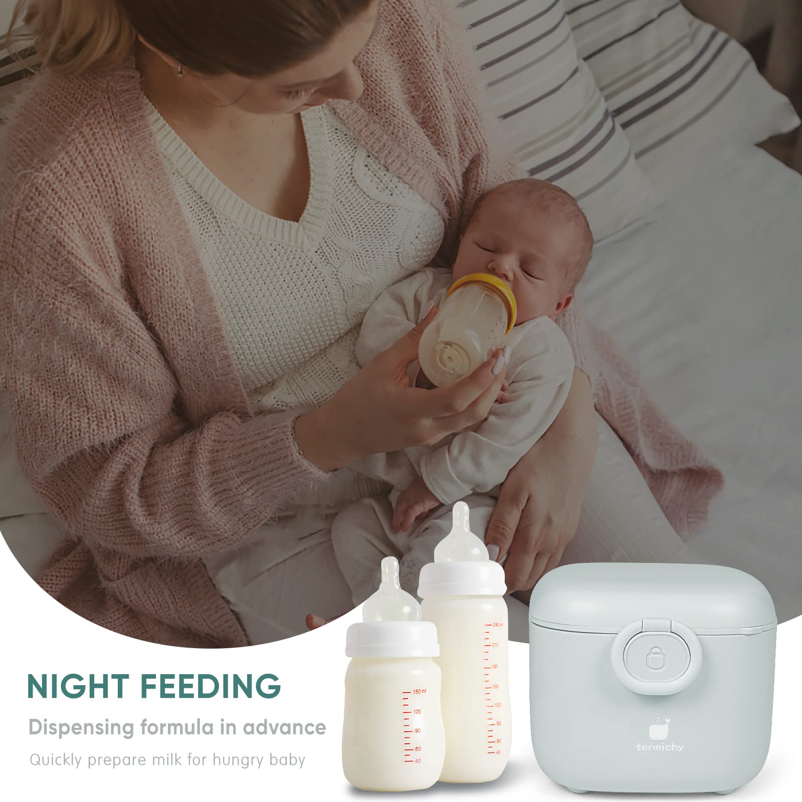 Termichy Baby Formula Dispenser, Portable Formula Dispenser Container with Scoop and Carry Handle for Travel Outdoor Activities for Baby Infant, 500ml