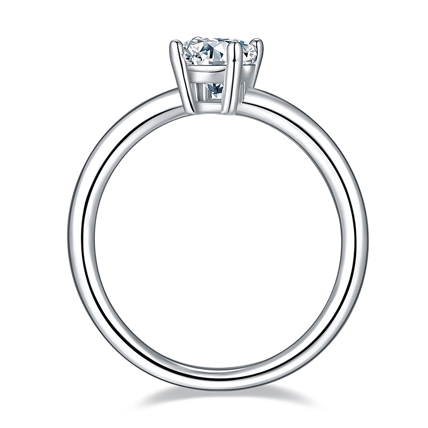 VIKI LYNN 1ct Moissanite Ring Oval-cut Sterling Silver Wedding Engagement Anniversary Thin Band Ring for Women