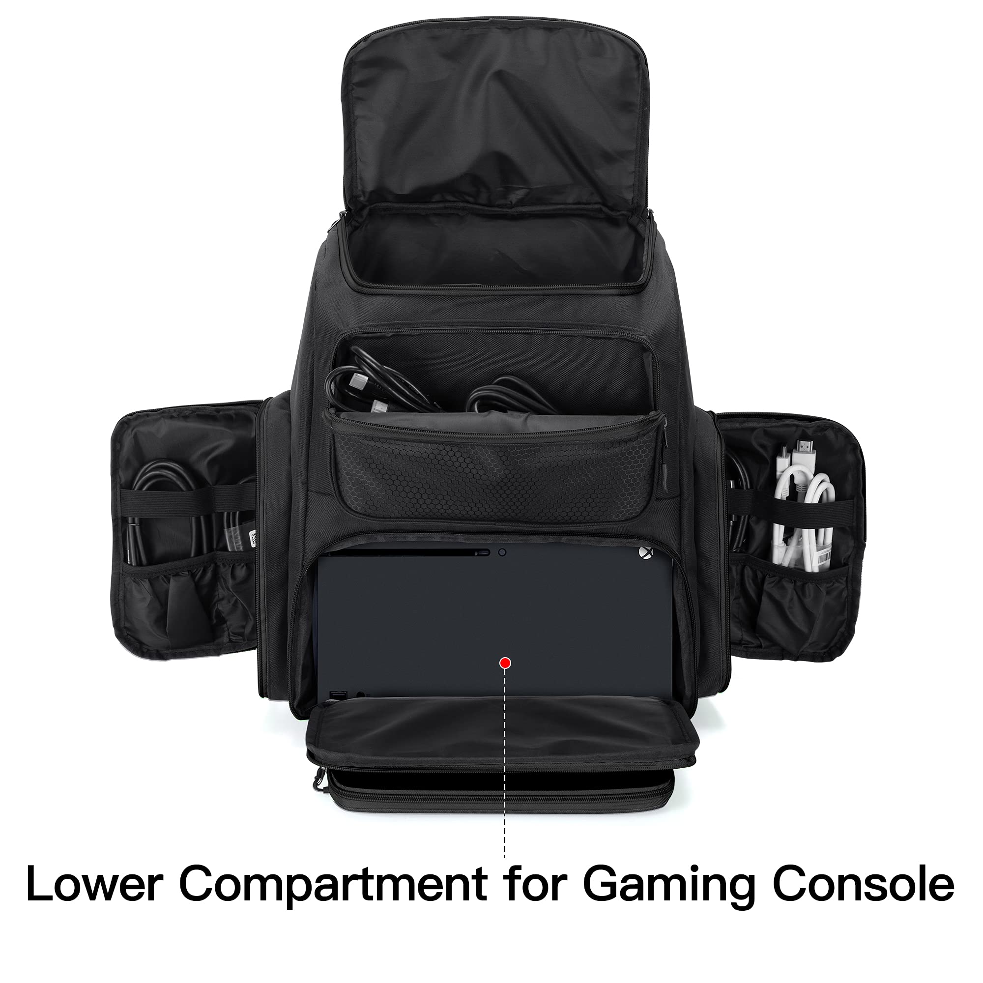 Trunab Travel Carrying Backpack Compatible with Xbox Series X, Storage Case Bag with 2 Inner Spaces for Xbox Game Console and Other Gaming Accessories