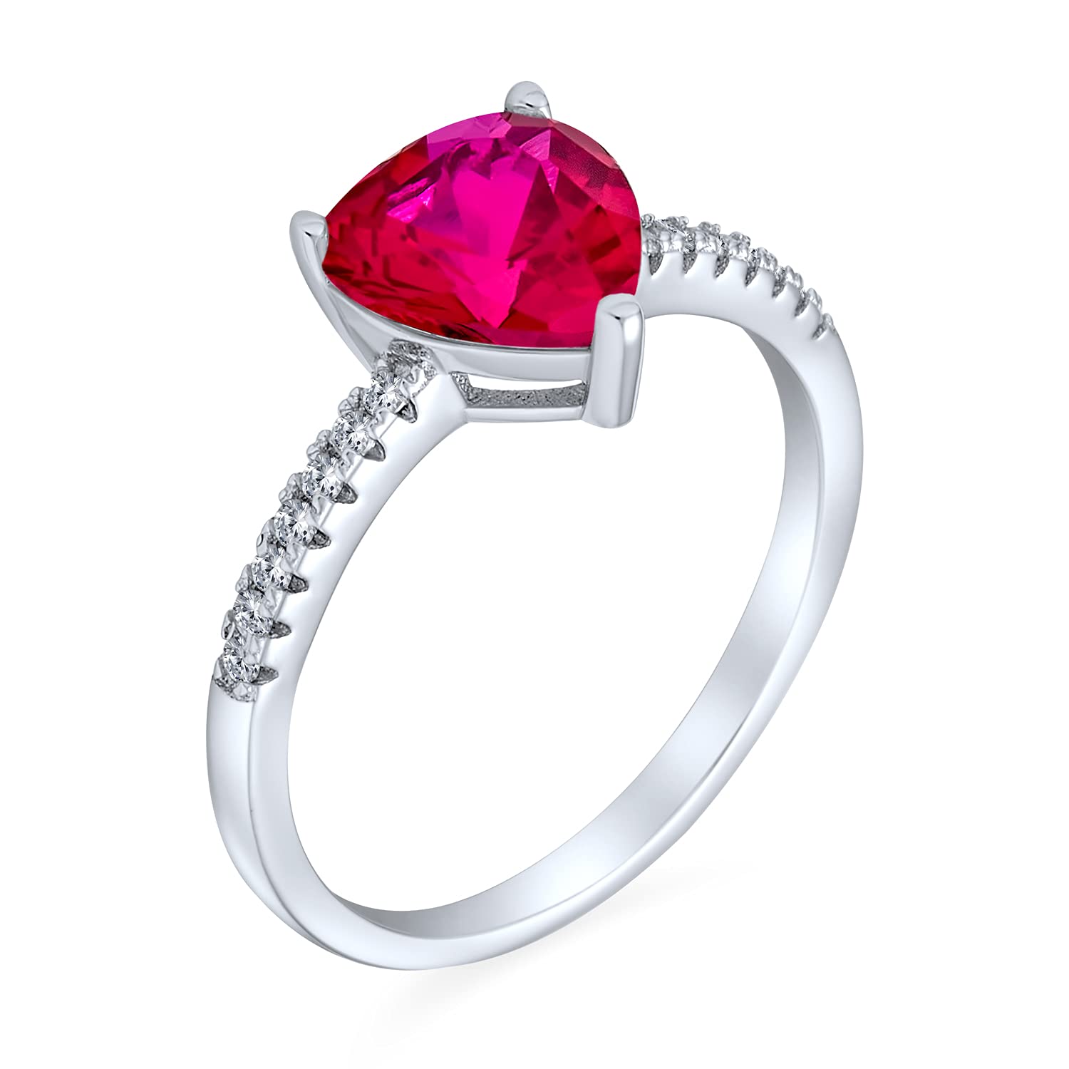 Romantic Classic 2.5CT .925 Sterling Silver Cubic Zirconia Clear Heart Shape Solitaire AAA CZ Engagement Ring For Women Promise Ring 1MM Band
