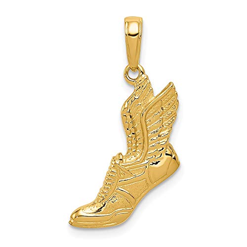 Saris and Things 14k Yellow Gold Polished Running Shoe Charm Pendant