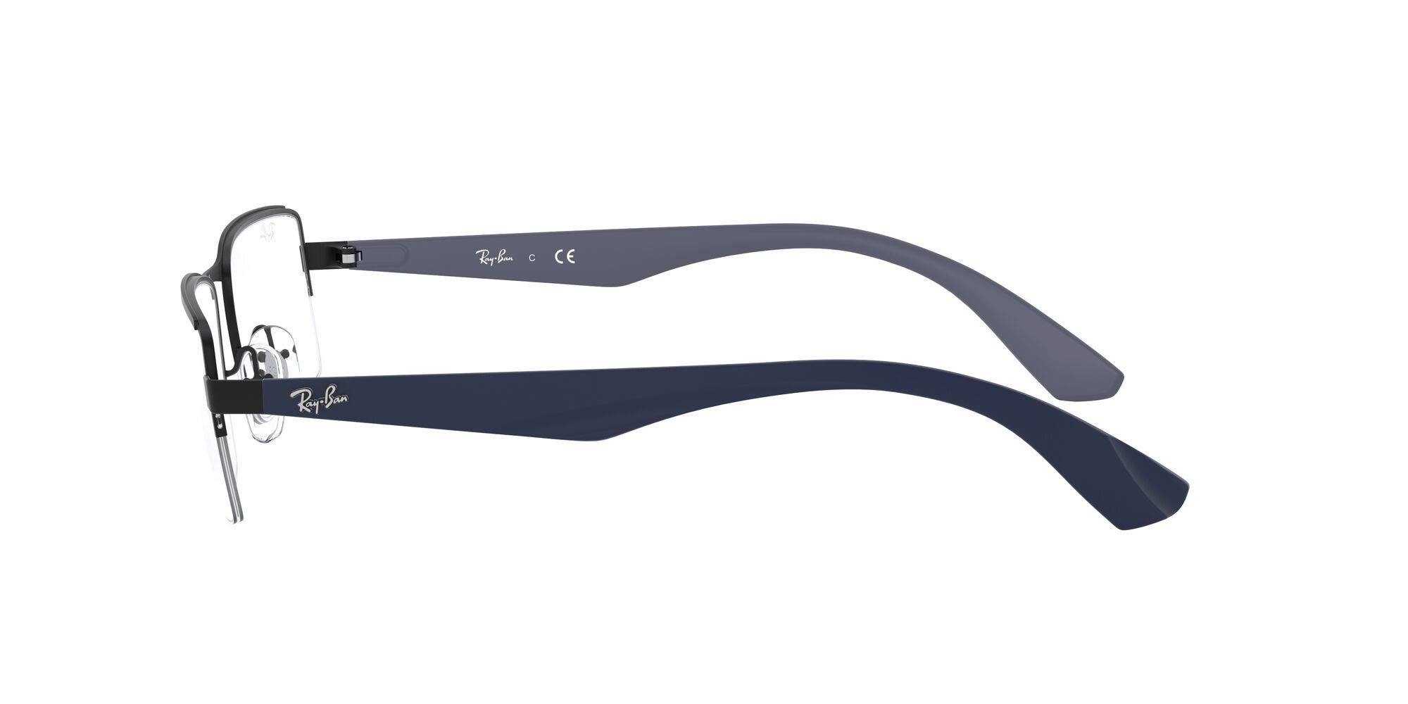 Ray-Ban Rx6331 Rectangular Prescription Eyeglass Frames, Matte Black/Demo Lens, 54 mm
