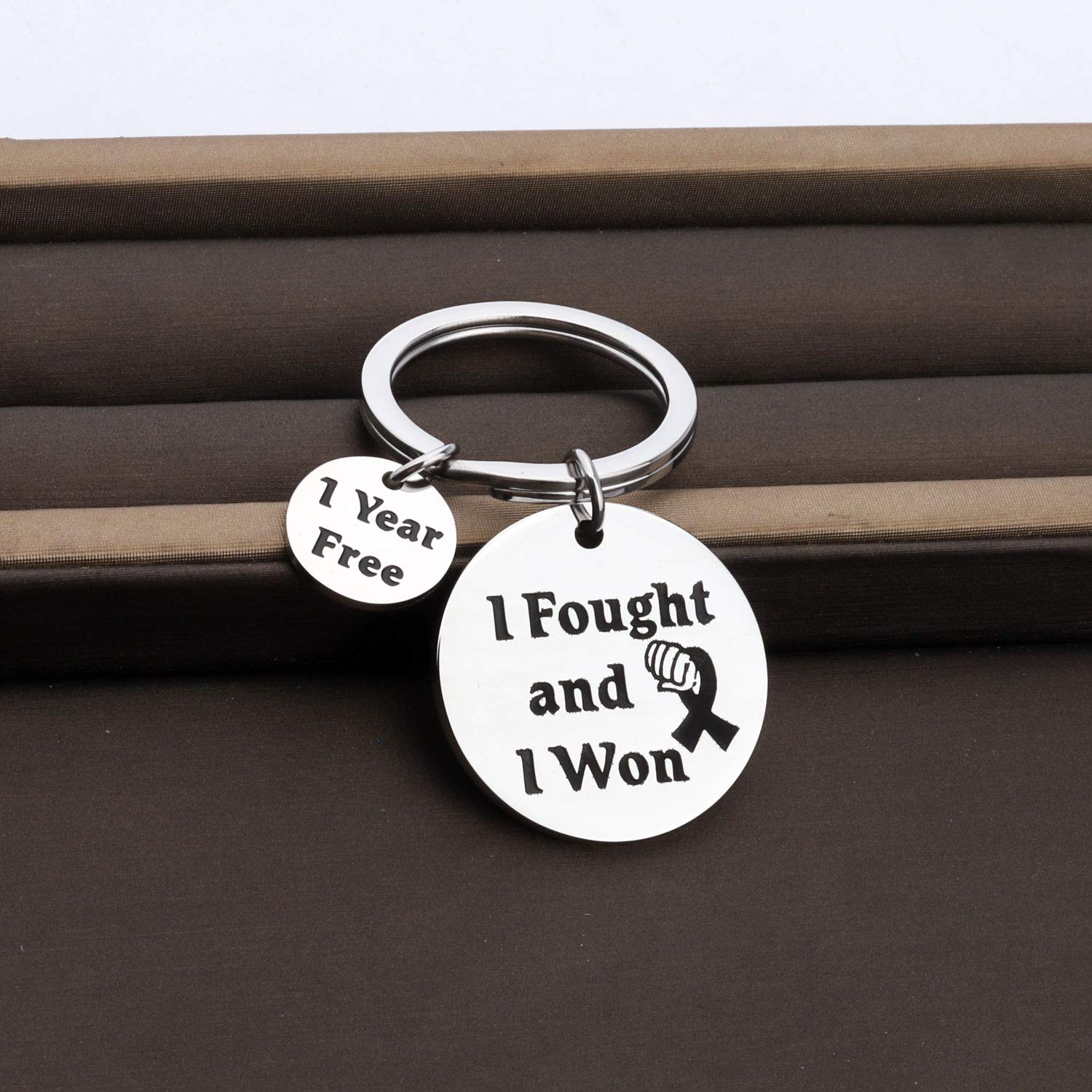 TGBJE Cancer Survivor Gift I Fought and I Won Survive Ribbon Gift Cancer Awareness Gift Fight Gift 1.2.3 Years (1 Year Free)