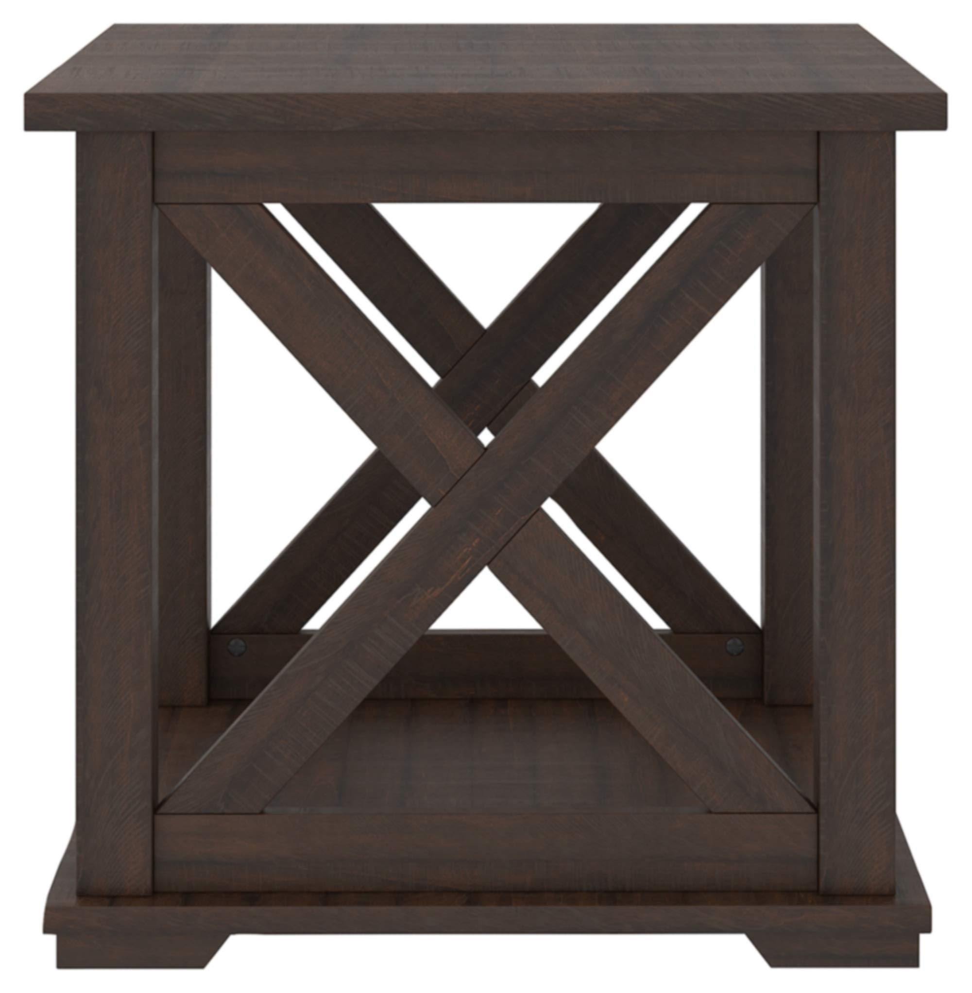 Signature Design by Ashley Camiburg Modern Farmhouse End Table with Crossbuck Details, Brown