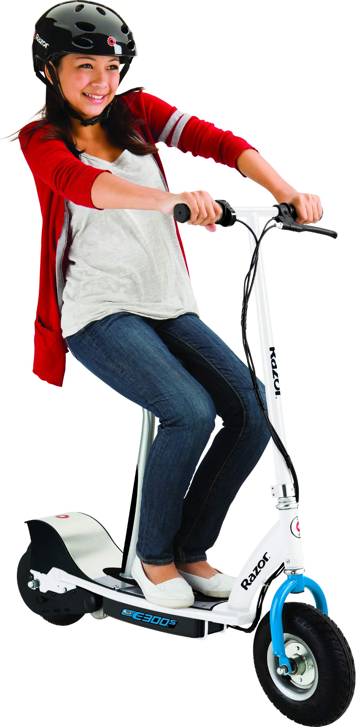 Razor E300S Seated Electric Scooter - 9" Air-Filled Tires, Removable Seat, Up to 15 mph and 10 Miles Range