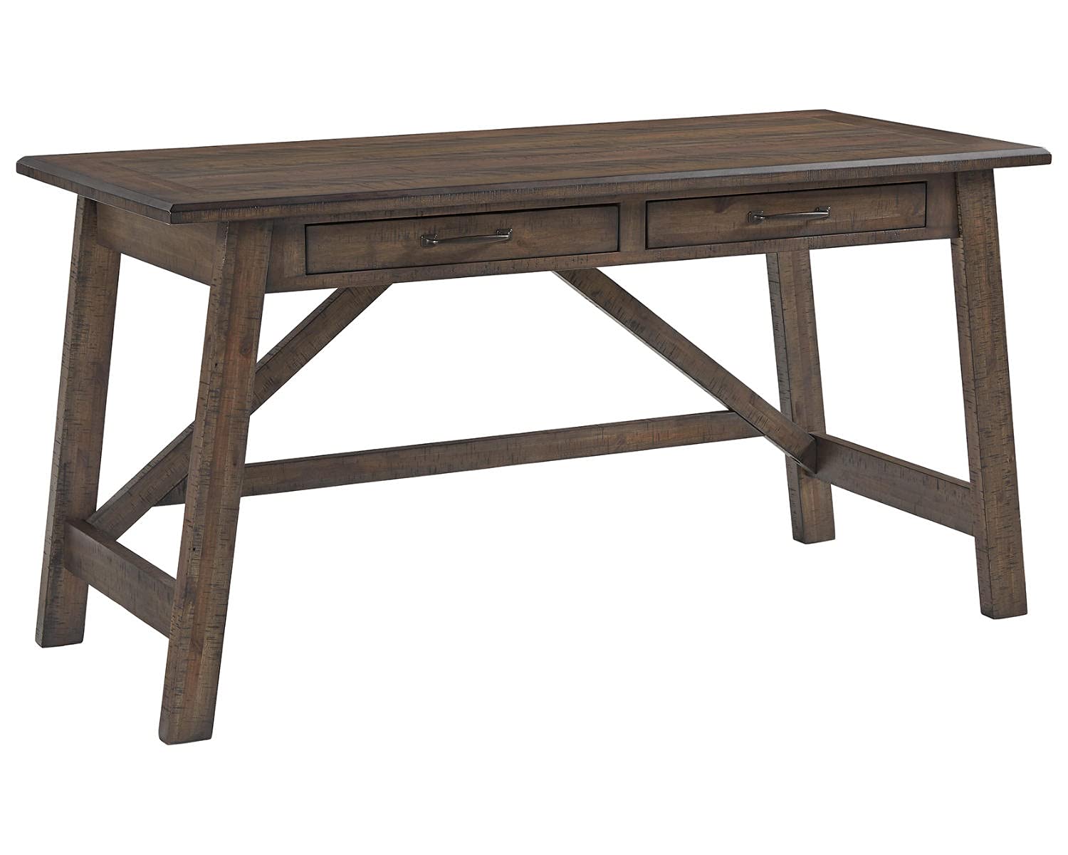 Signature Design by Ashley Johurst Modern Farmhouse 60" Home Office Desk with Drawers, Rustic Brown