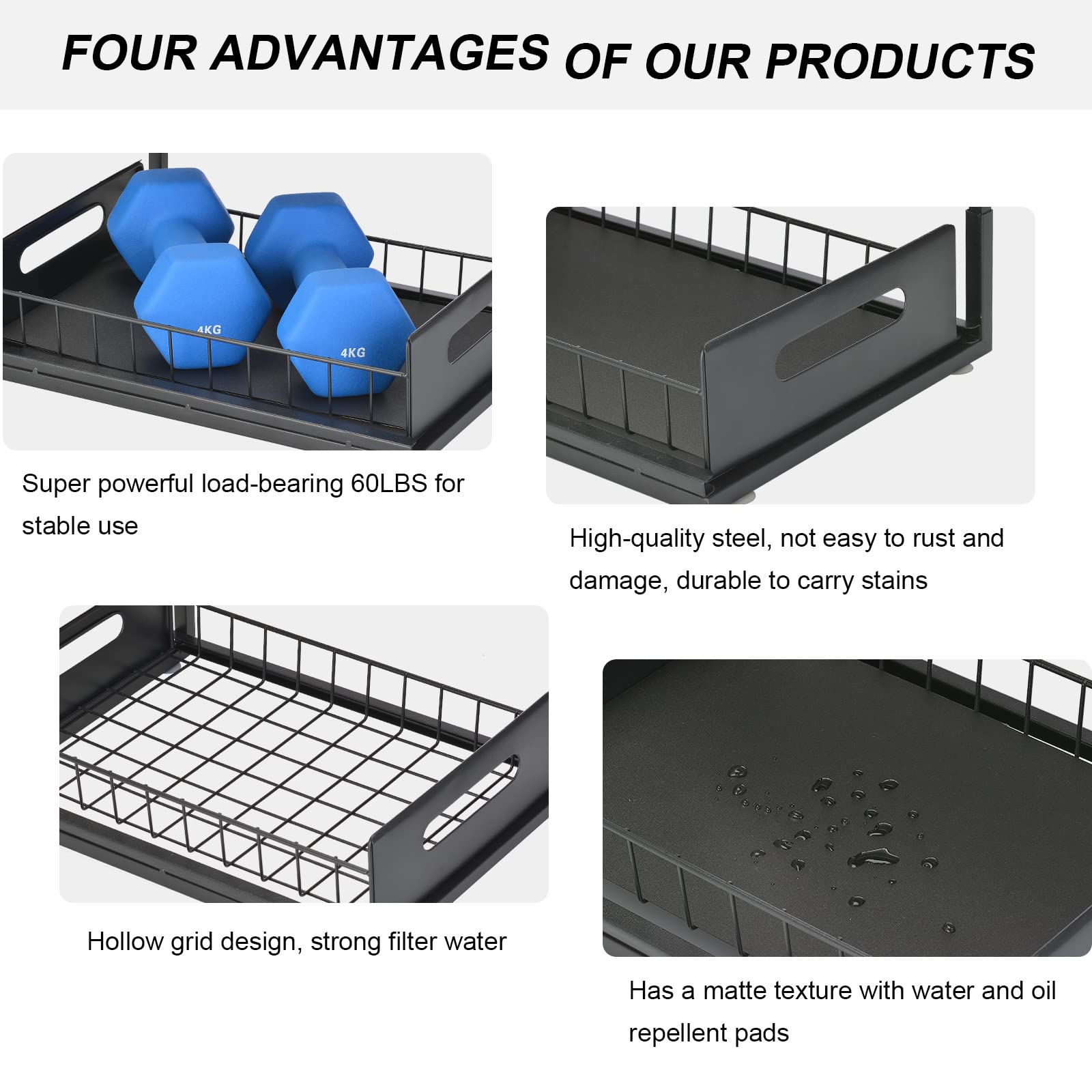 XCELLENT GLOBAL XG Under Sink Organizers and Storage,2-Tier Kitchen Sink Organiser with Sliding Storage Drawer,Pull-Out Cabinet Organizer Sliding Baskets for Cabinet, Cupboard,Bathroom Black