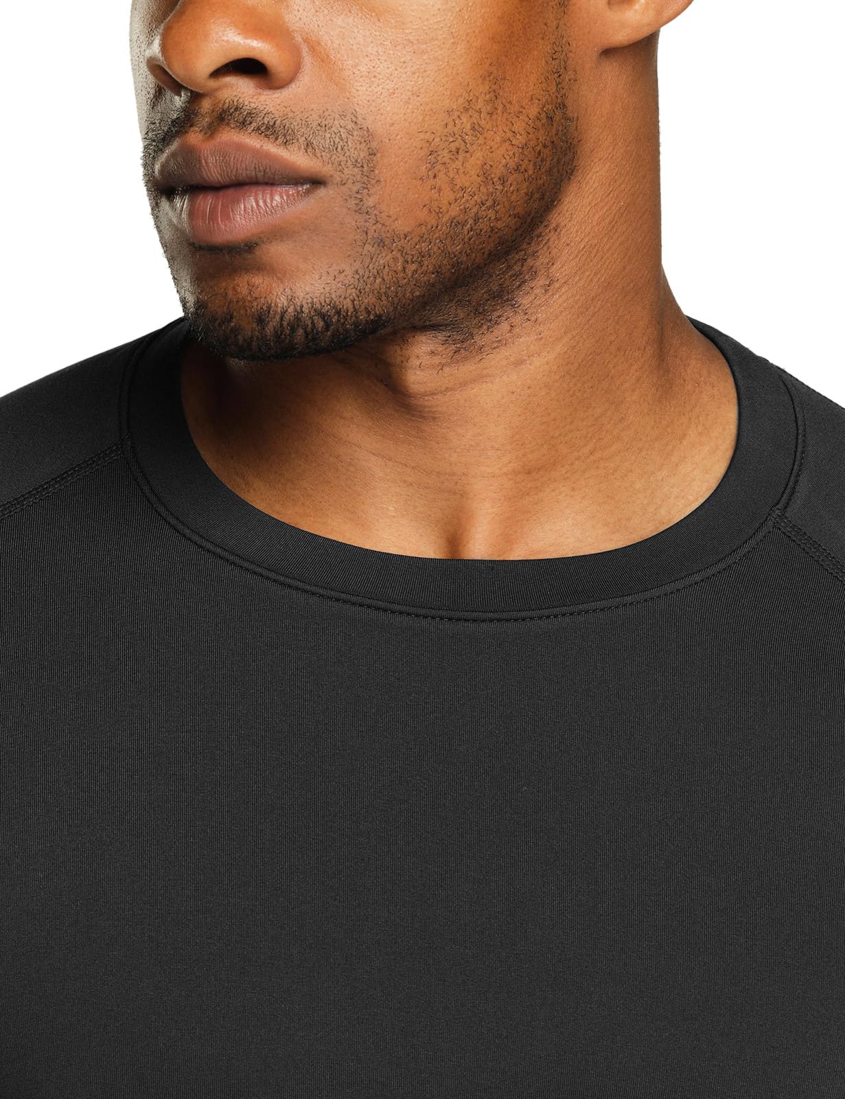 TSLA Men's Thermal Long Sleeve Compression Shirts, Athletic Base Layer Top, Winter Gear Running T-Shirt, Heatlock Round Neck Black, Medium